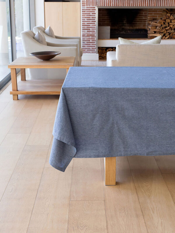 Revana Chambray Navy Tablecloth – Linen House
